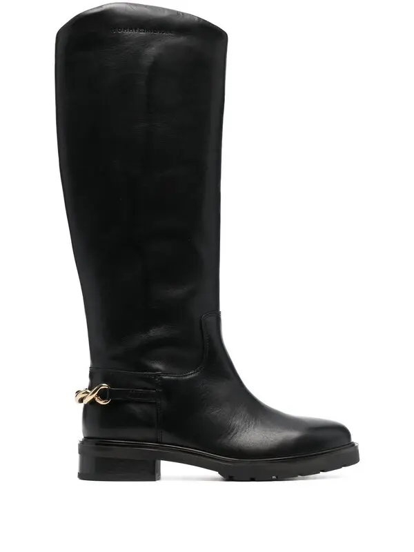 Tommy Hilfiger Chain-link Detail Knee High Boots