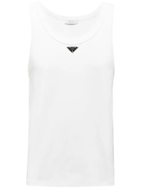 Prada Triangle-logo Cotton Tank Top