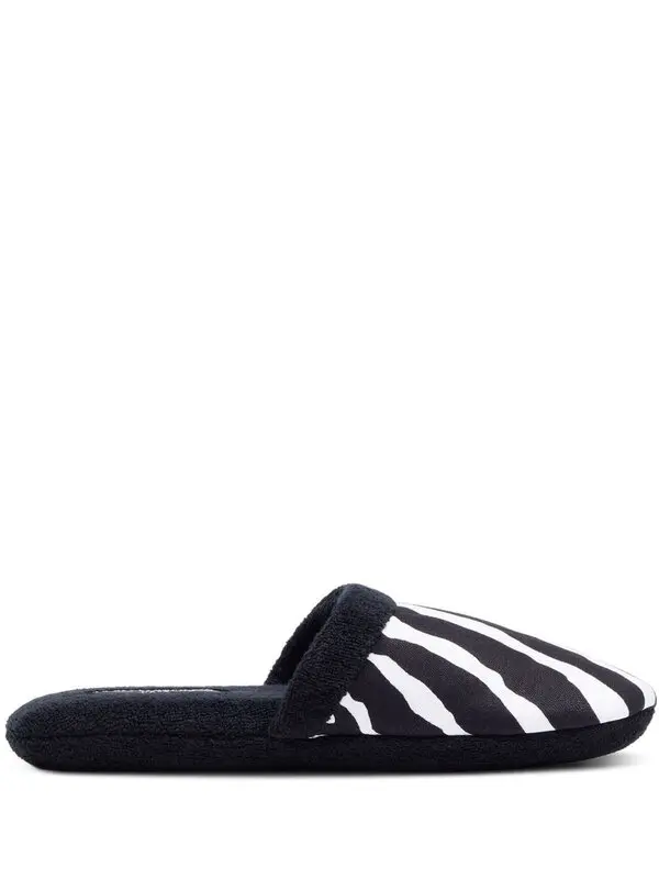 Dolce & Gabbana Zebra-print Terry-cloth Slippers - Black