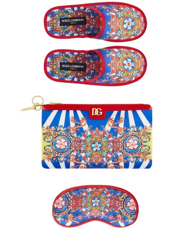 Dolce & Gabbana Abstract-print Three-piece Comfort Kit - Red