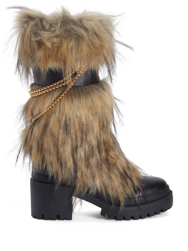 GIUSEPPE ZANOTTI Amaia 70mm Boots With Chain - Neutrals