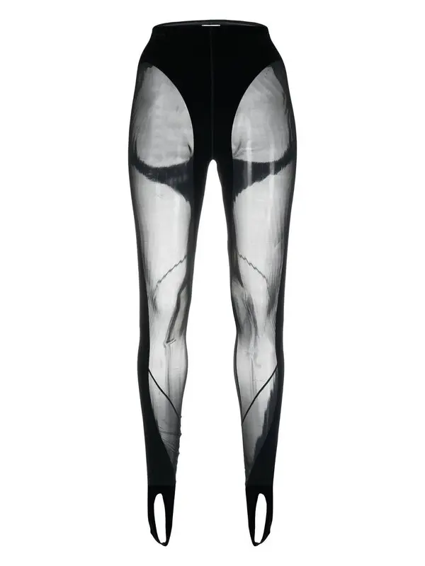 MUGLER X Wolford Mesh-panelled Stirrup Leggings