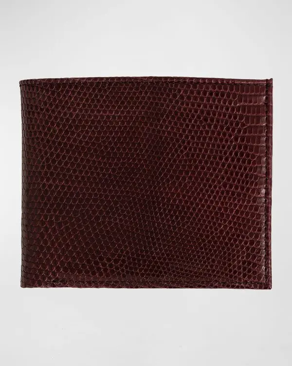 Abas Lizard Leather Bifold Wallet - Bordeaux | Editorialist