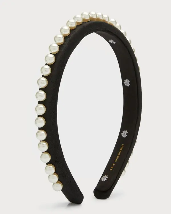 Lele Sadoughi Gigi Pearly Velvet Headband - Jet