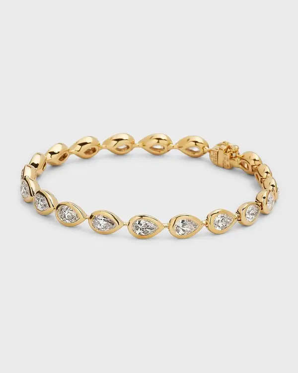 RAHAMINOV DIAMONDS 18k Yellow Gold Pear Diamond Bracelet 6.00 Tcw