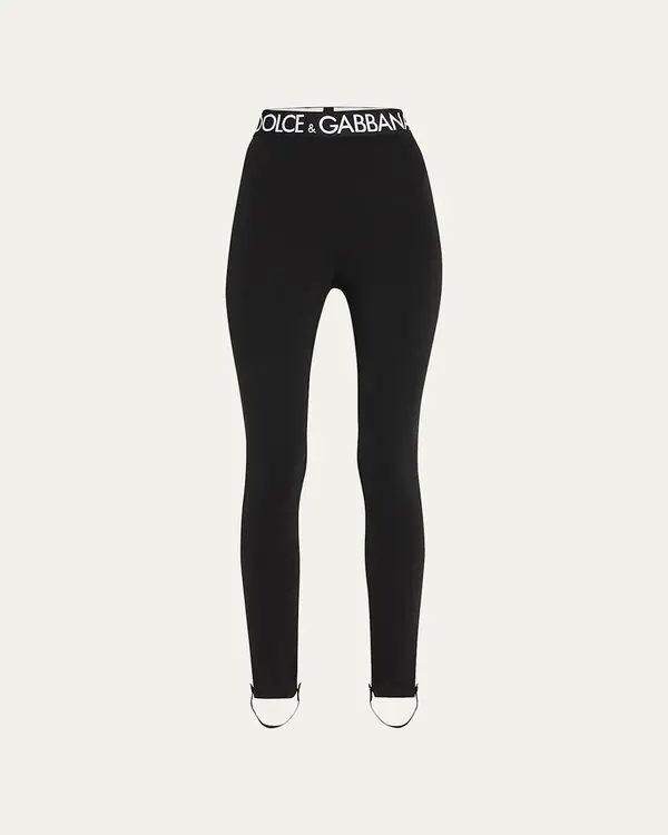 Dolce & Gabbana Branded Elastic High-waist Leggings W/ Detachable Stirrups