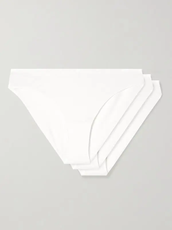 CDLP Net Sustain Set Of Three Tencel Lyocell-blend Briefs - White