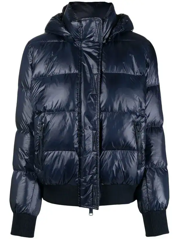Armani Exchange Logo-Patch Puffer Jacket Blue Editorialist