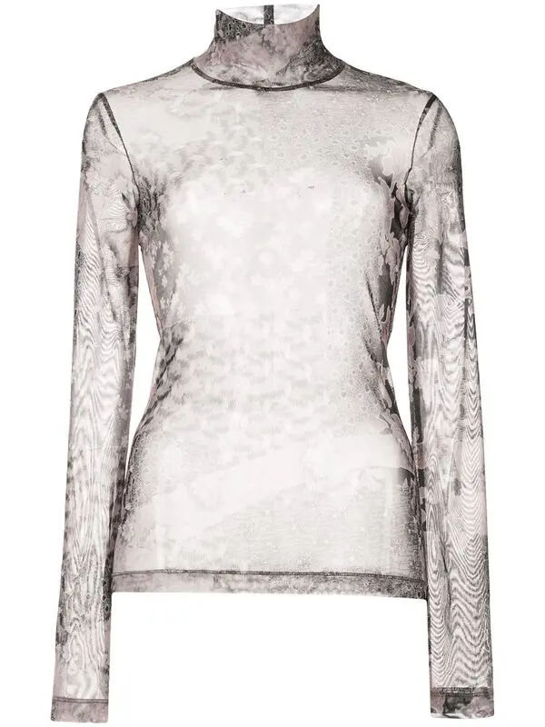 Rosetta Getty Collage-print Mesh T-shirt - Grey