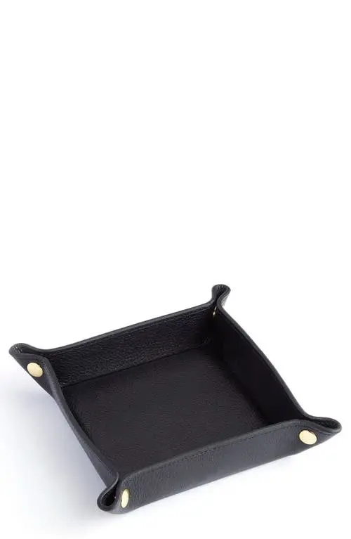 ROYCE NEW YORK Catchall Leather Valet Tray - Black - Silver Foil