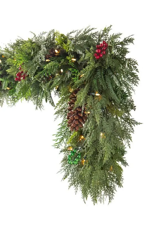 BALSAM HILL Outdoor Evergreen Led Light Garland - Led Clear - Set Of 2