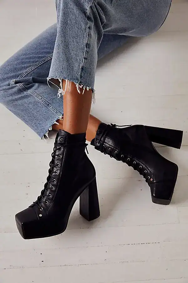Jeffrey Campbell Lolita Square Toe Platform Heels - Black | Editorialist