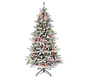 PULEO INTERNATIONAL Puleo 6.5' Pre-lit Flocked Bennington Fir Tree