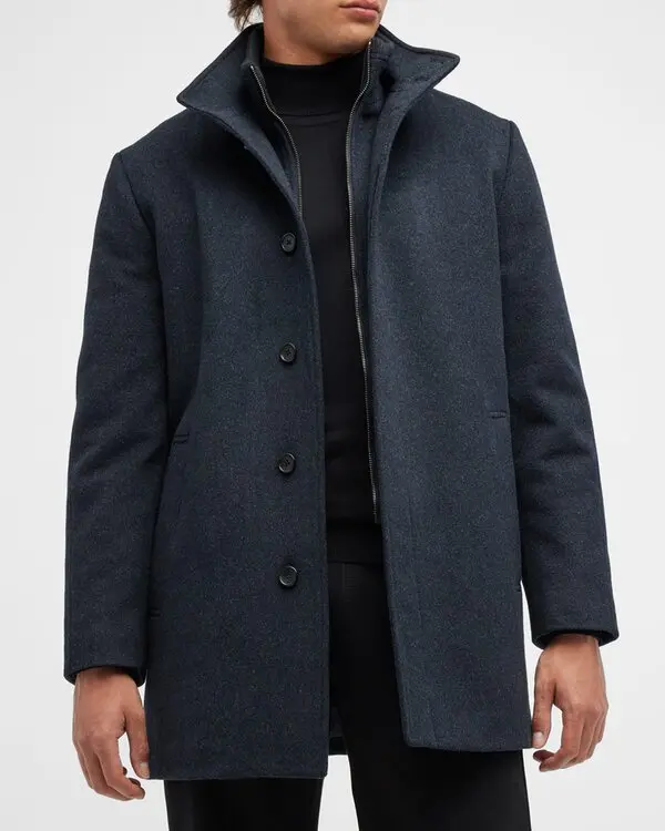 Cardinal Of Canada Mont-royal Car Coat With Bib - Navy Melange