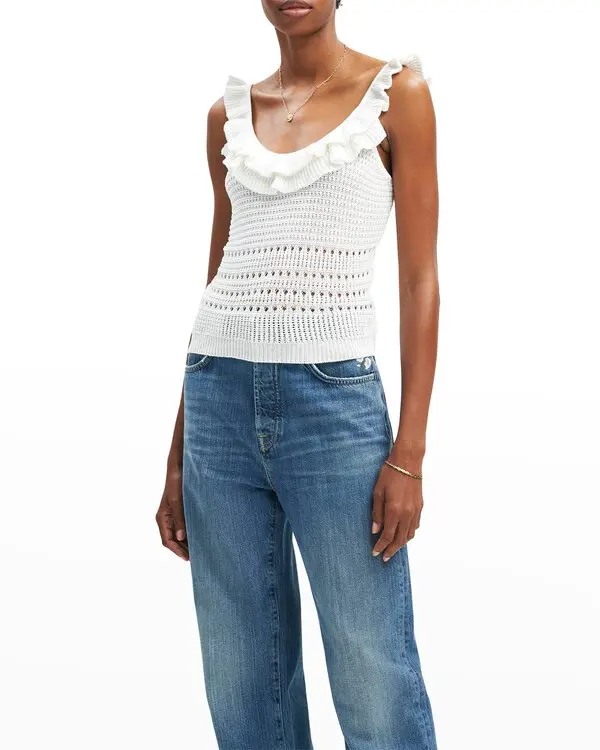 Buy 7 For All Mankind Ruffle Crochet-knit Tank Top - Ecru At 74% Off ...