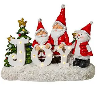 GERSON INTERNATIONAL 10' Santa & Snowman Tabletop Sign With Word 'jo Gerson Co