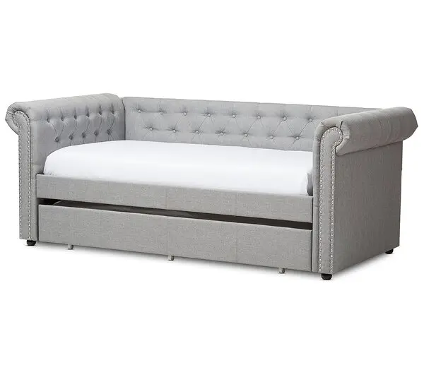 BAXTON STUDIO Mabelle Modern And Contemporary Grey Fabric Tru Ndle Daybed