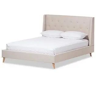 BAXTON STUDIO Adelaide Retro Modern Fabric Upholstered Platfo Rm Bed