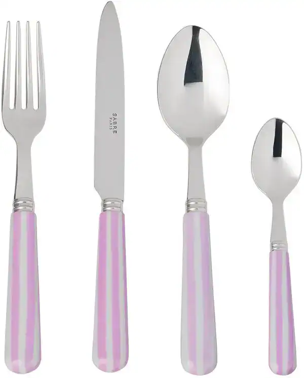 Sabre White Transat Flatware Set, 24 Pcs In Pink - 25% Off 