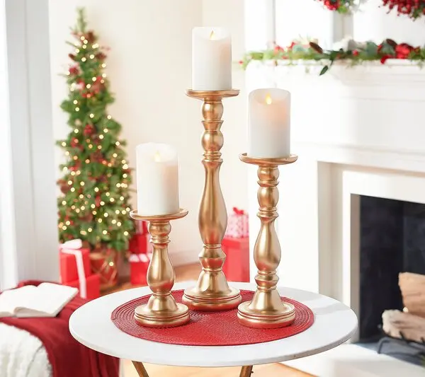 VALERIE PARR HILL As Is Set Of 3 Pedestal Candle Holders Valerie
