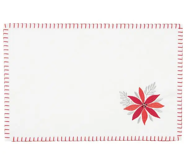 VALERIE PARR HILL 18' X 12' Poinsettia Felt Placemat Set Of 6 Valerie