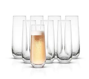 JOYJOLT Set Of 9.4oz Milo Crystal Champagn Flute Glasses