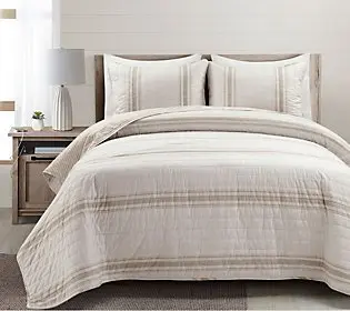 LUSH DECOR Farmhouse Stripe Rev Cotton Quilt Set F/q Lu Sh Decor