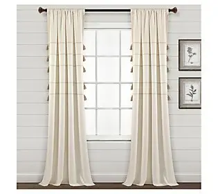 LUSH DECOR Farmhouse Boho Stripe Tassel Dyed Ivory Set Sh Decor