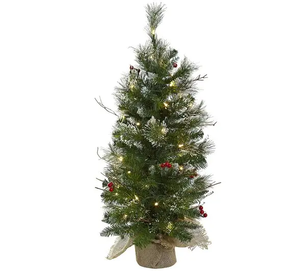 NEARLY NATURAL 3' Christmas Tree With Berries Nearly Natura L