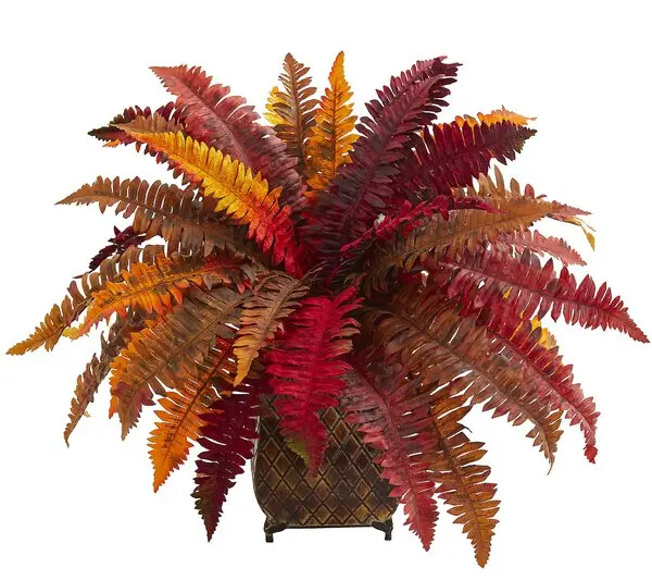 NEARLY NATURAL Autumn Boston Fern Plant In Planter Nearly N Atural