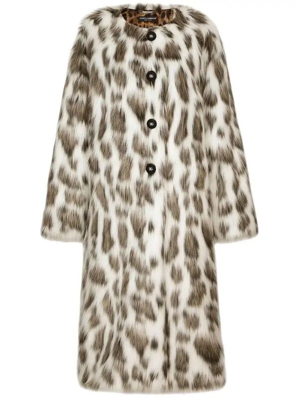 Dolce & Gabbana Leopard-print Faux-fur Mid-length Coat