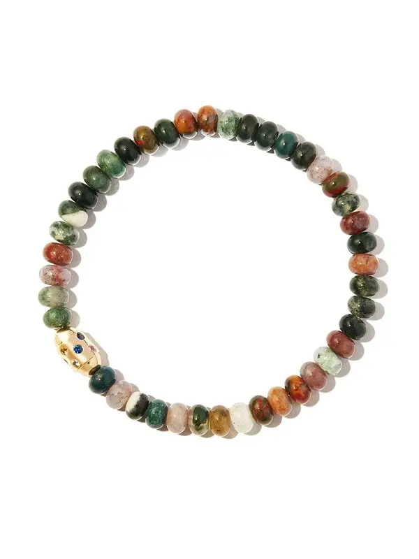 Luis Morais 14kt Yellow Rainbow Sapphire Bolt Beaded Bracelet - Gold