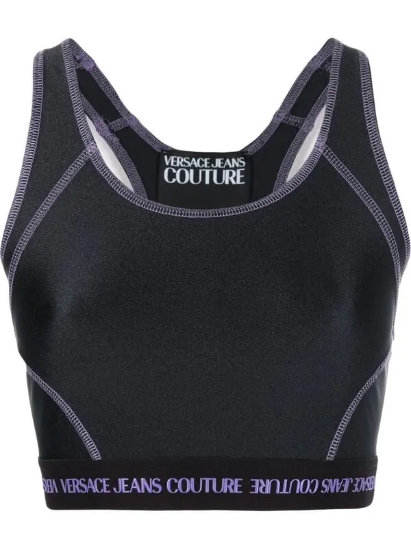 Versace Logo-band Crop Top - Black