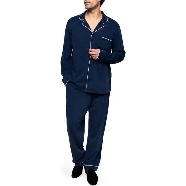 PETITE PLUME Luxe Pima Cotton Pajamas - Navy