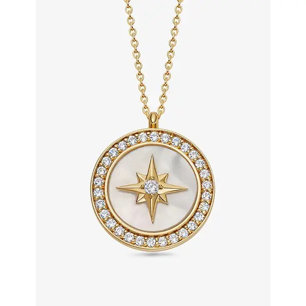 Astley Clarke Polaris Locket 18ct Yellow Gold-plated Vermeil Sterling-silver With White Sapphire And Mother Of Pearl - Yellow Gold Vermeil