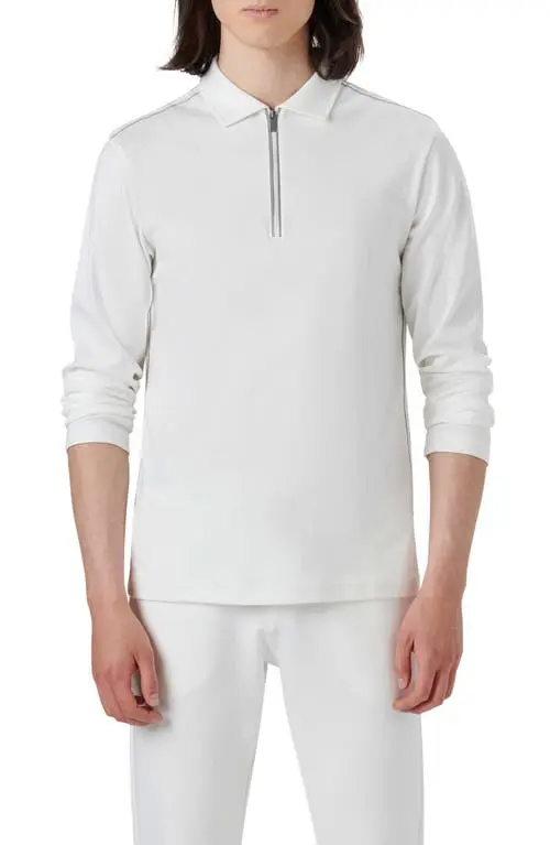 Bugatchi Long Sleeve Quarter Zip Polo - Chalk
