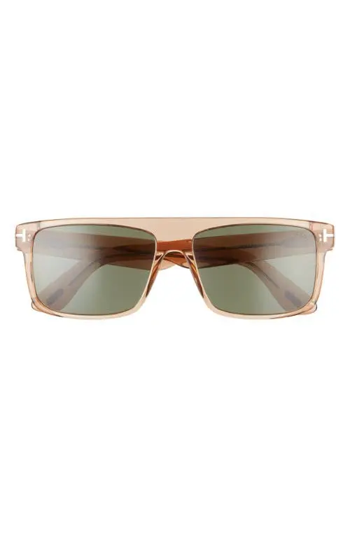 TOM FORD 58mm Philippe Polarized Rectangular Sunglasses - Shiny Beige/green