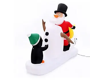 LUXEN HOME Luxenhome 6'h Santa Snowman And Penguin Inflata Ble W/ Lights