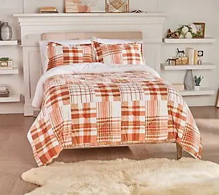 BERKSHIRE BLANKET Berkshire Sebastian Plaid Cozy Reversible Queen Comforter Set