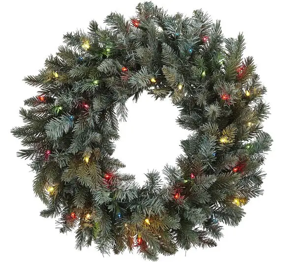 NEARLY NATURAL 30' Pine Wreath W/ Colored Lights Nearly Nat Ural