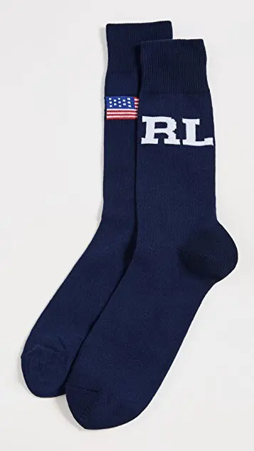 Ralph Lauren Rl/flag 2pk Socks - Navy | Editorialist