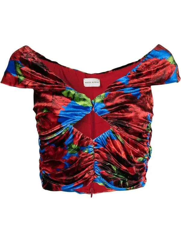 Magda Butrym Floral-print Velvet Top