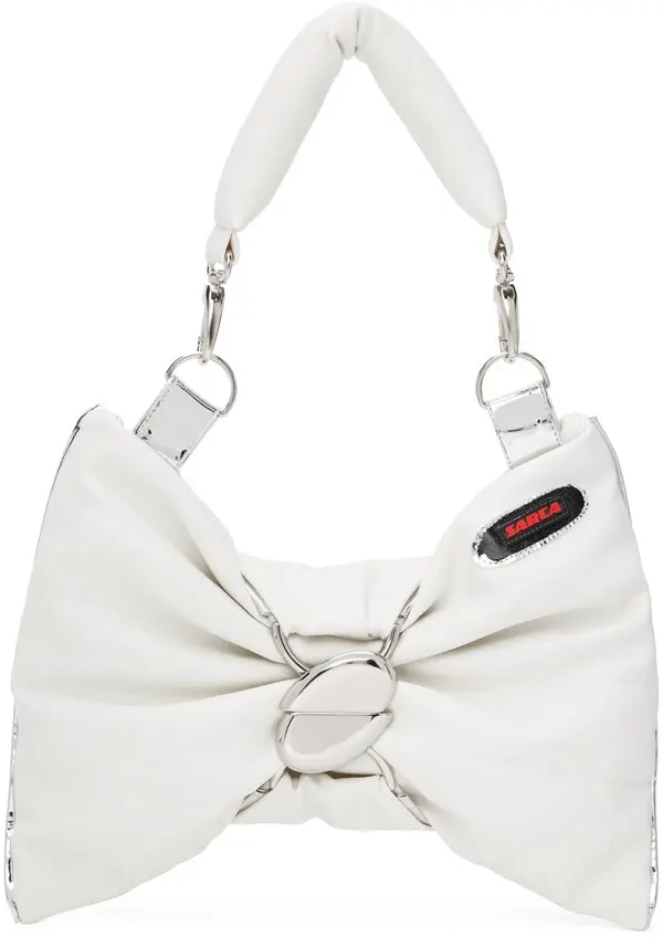 Ancuta Sarca White Vegan Leather Bow Bag In Warm White - 34% Off 
