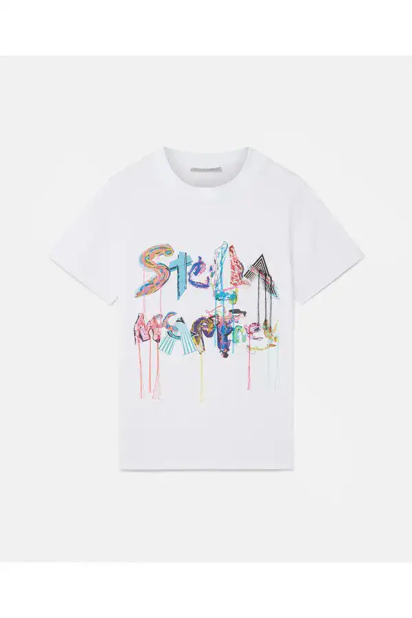 Stella Mccartney Logo Collage T-Shirt In White - 40% Off