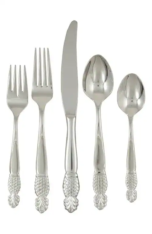 GINKGO Pineapple 20piece Flatware Set Silver Editorialist