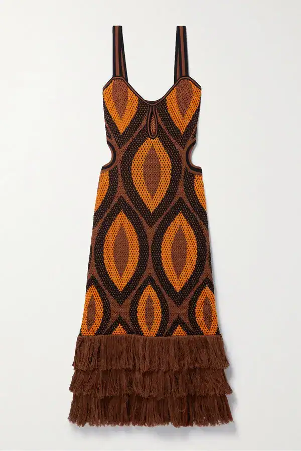 Johanna Ortiz Cultural Roots Cutout Fringed Crocheted Pima Cotton Maxi ...