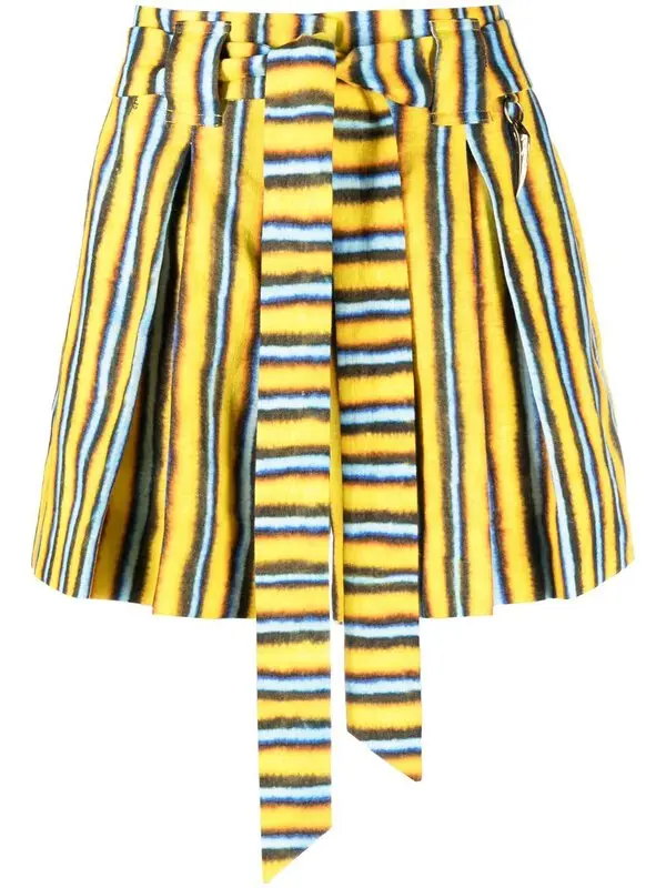 Roberto Cavalli Striped Tied-waist Linen Shorts