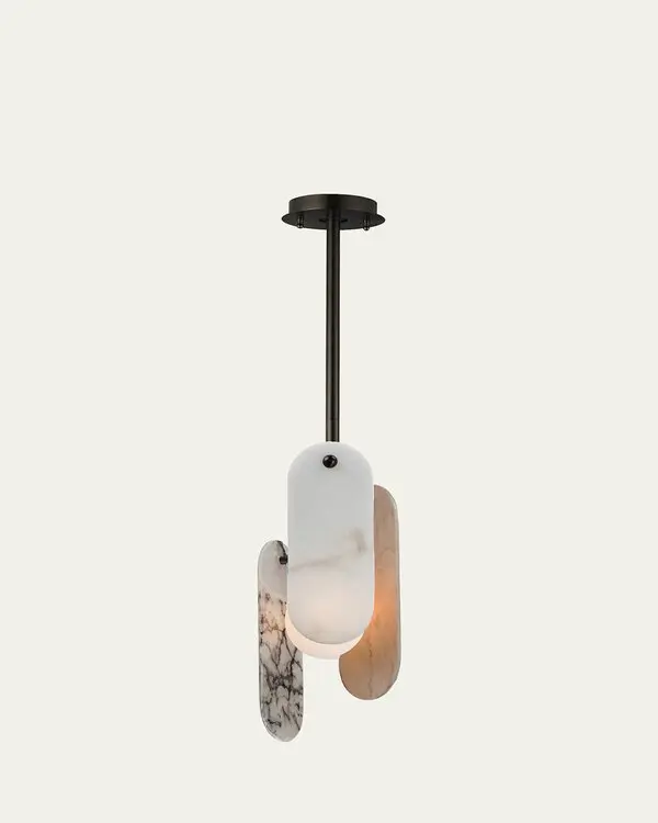 Studio M Nina Magon Design From Megalith Stem Hung Pendant Various Stone - Brushed Bronze