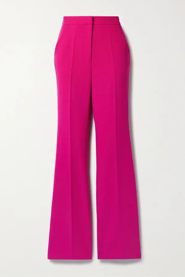 Sergio Hudson Wool-Crepe Flared Pants In Pink - 40% Off | Editorialist