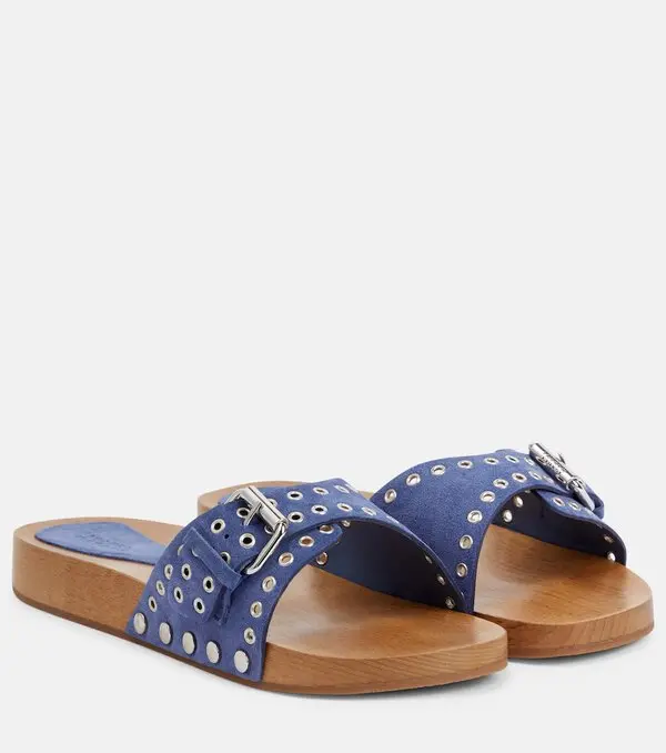 Isabel Marant Jaso Embellished Leather Sandals - Blue